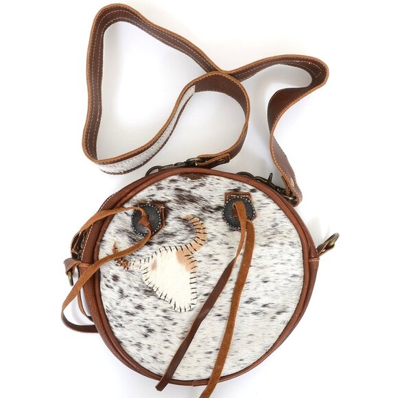 Myra Bag | Bags | Myra Spotted Cow Round Leather Crossbody Bag Western ...